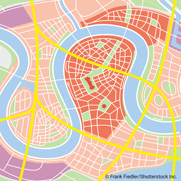 map showing city streets hero inset | National Institute of Justice